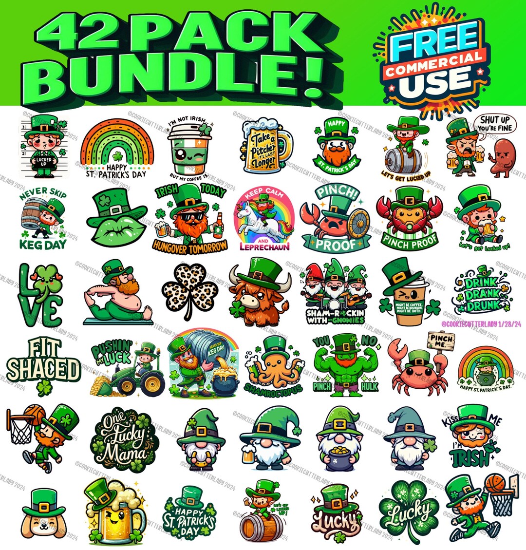 MEGA 42 PACK St Patricks Day Funny Clipart Bundle - Free Commercial Use ...