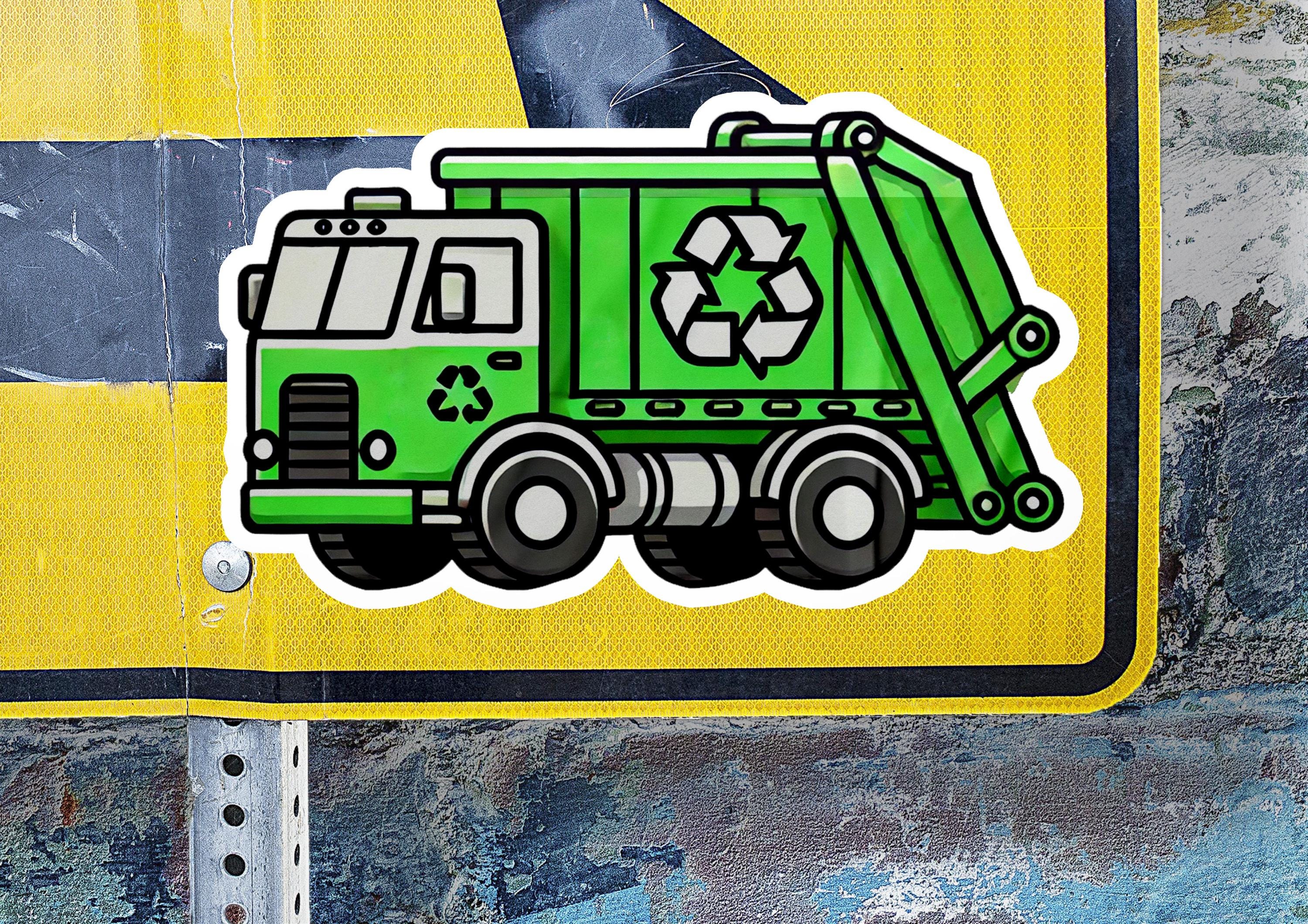 Garbage Truck Vinyl Sticker | Dishwasher Safe & Durable | Custom Sizes ...