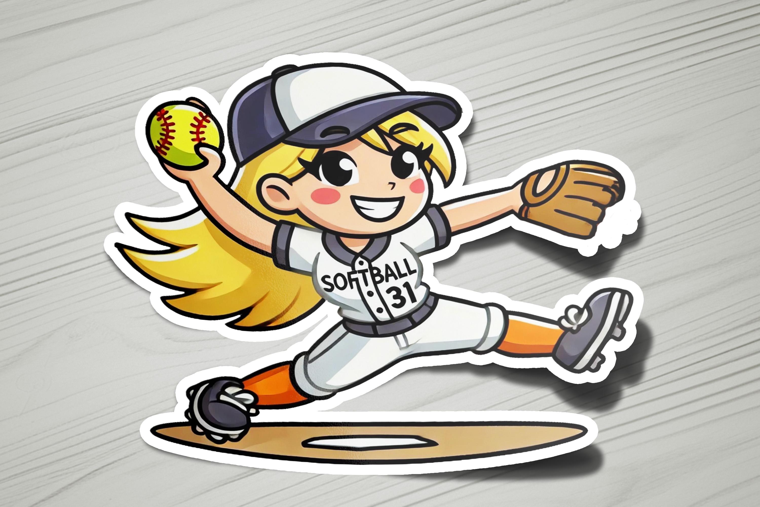 Softball Pitcher Vinyl Sticker | Dishwasher Safe & Durable | Custom ...