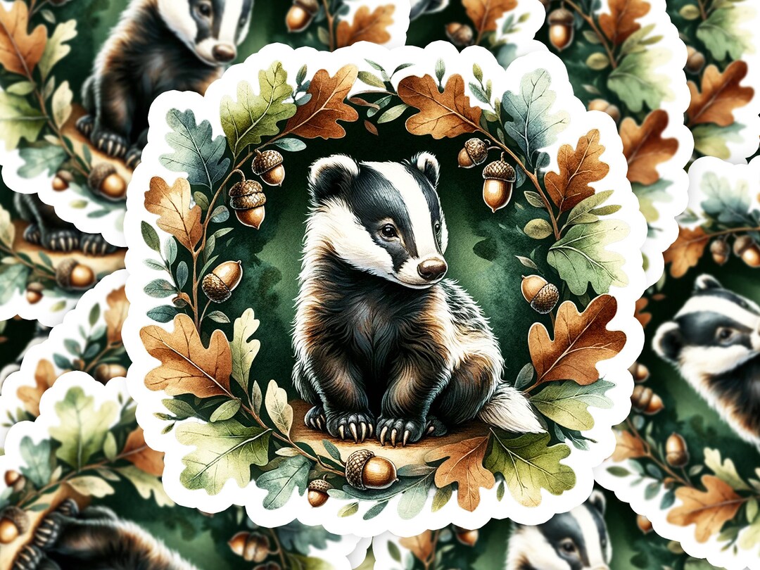 Baby Badger Flower Wreath 1 STICKER VINYL MAGNET - Etsy