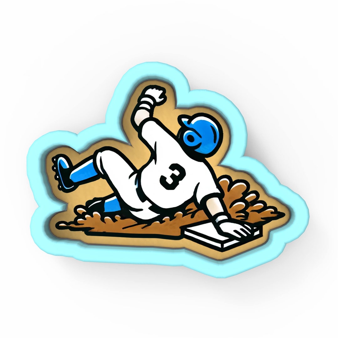 Baseball Player Sliding Into Base Cookie Cutter | Stamp | Stencil ...