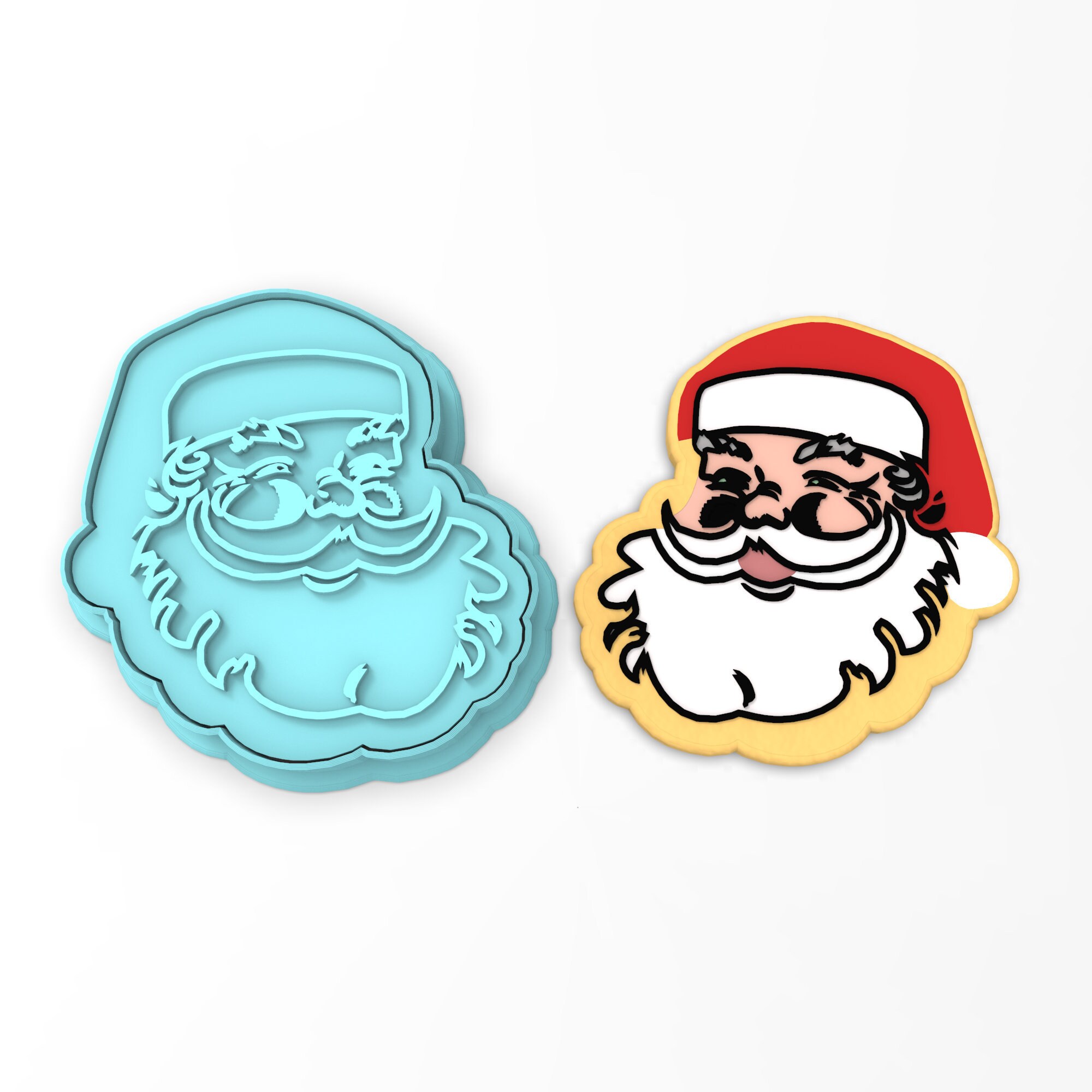 Santa Claus Face Cookie Cutter | Stamp | Stencil - SHARP EDGES - FAST ...