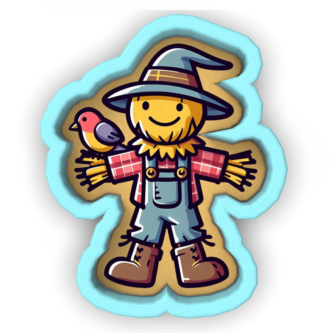 Scarecrow Holding a Bird Cookie Cutter | Stamp | Stencil - SHARP EDGES ...