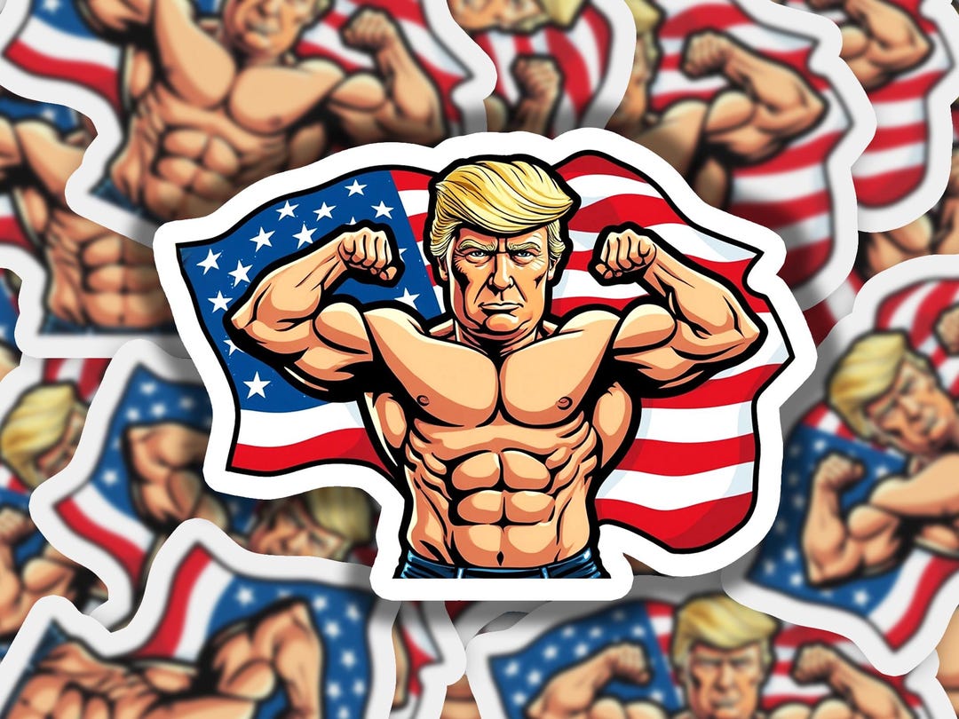 Trump Flexing Flag Vinyl Sticker | Dishwasher Safe & Durable | Custom ...