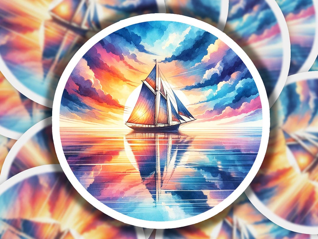 Sailing Into Sunset Boat Vinyl Sticker | Waterproof & Durable ...