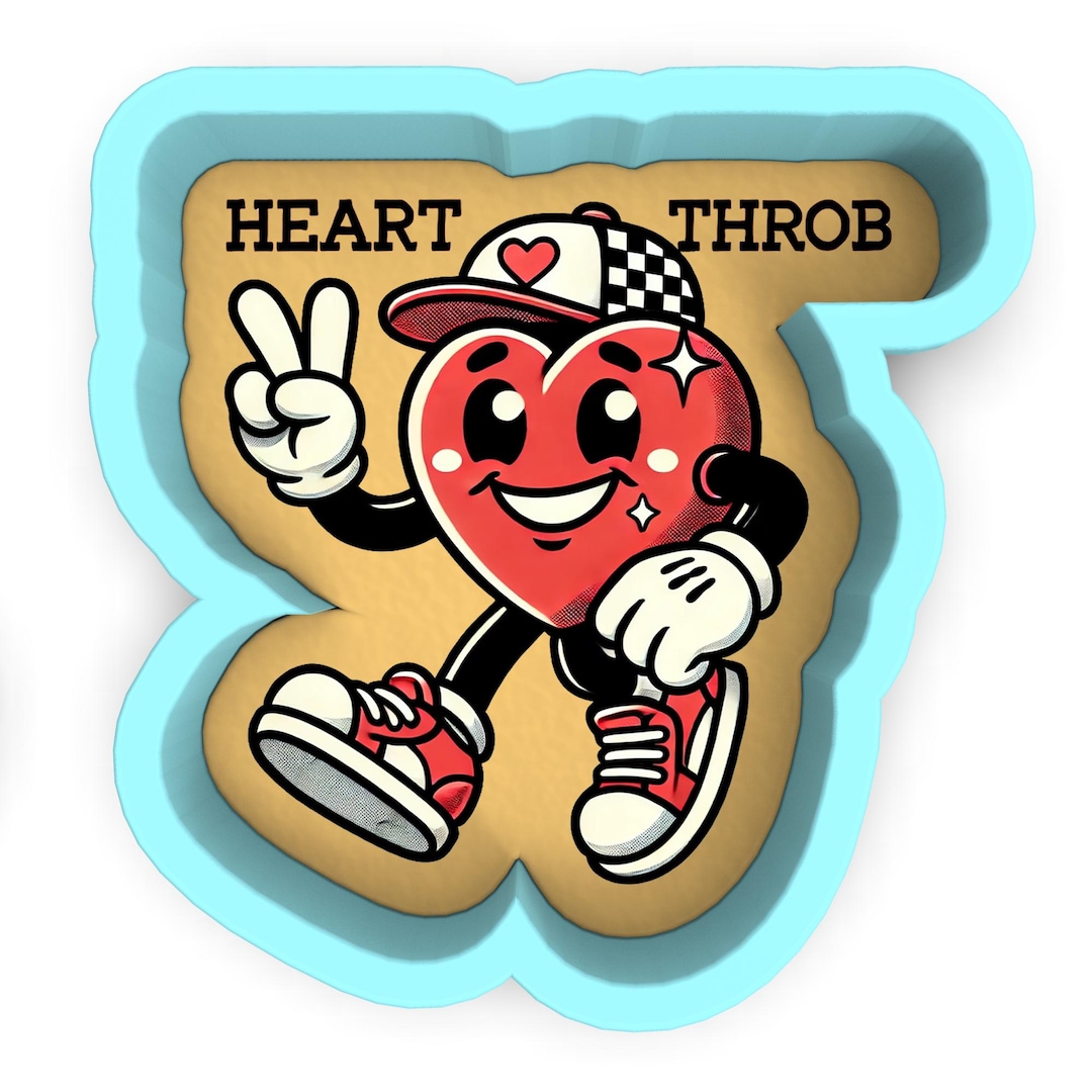Heart Throb Cookie Cutter | Stamp | Stencil - SHARP EDGES - FAST ...
