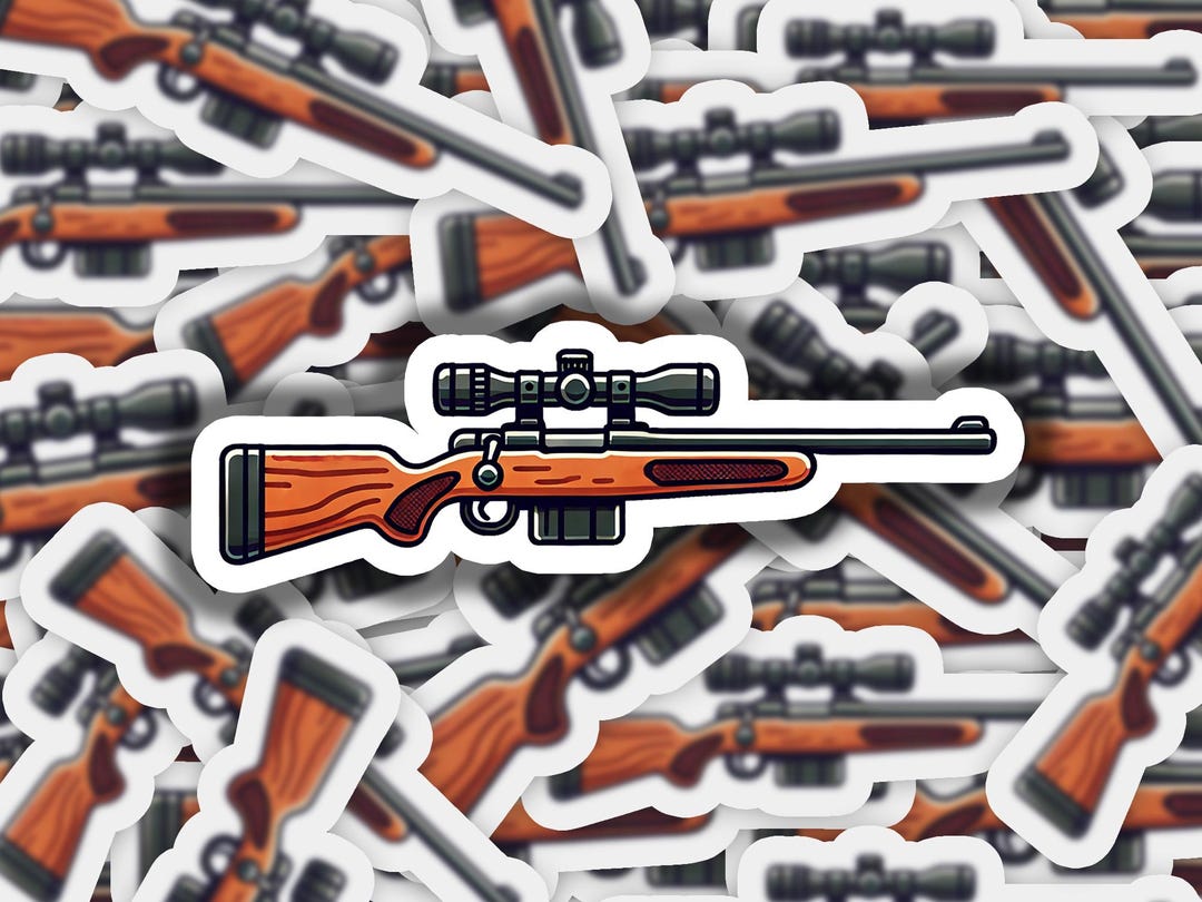 Hunting Rifle With Scope Vinyl Sticker | Dishwasher Safe & Durable ...