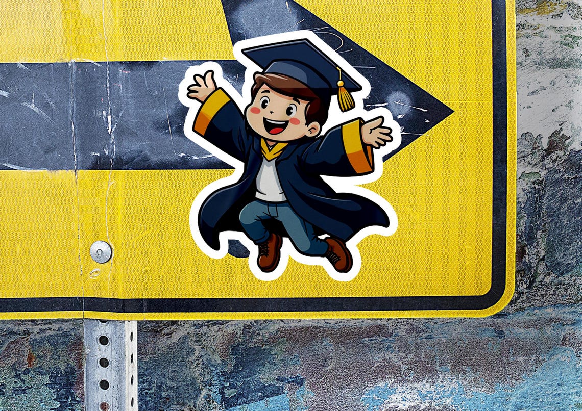 Graduation Boy Vinyl Sticker | Dishwasher Safe & Durable | Custom Sizes ...