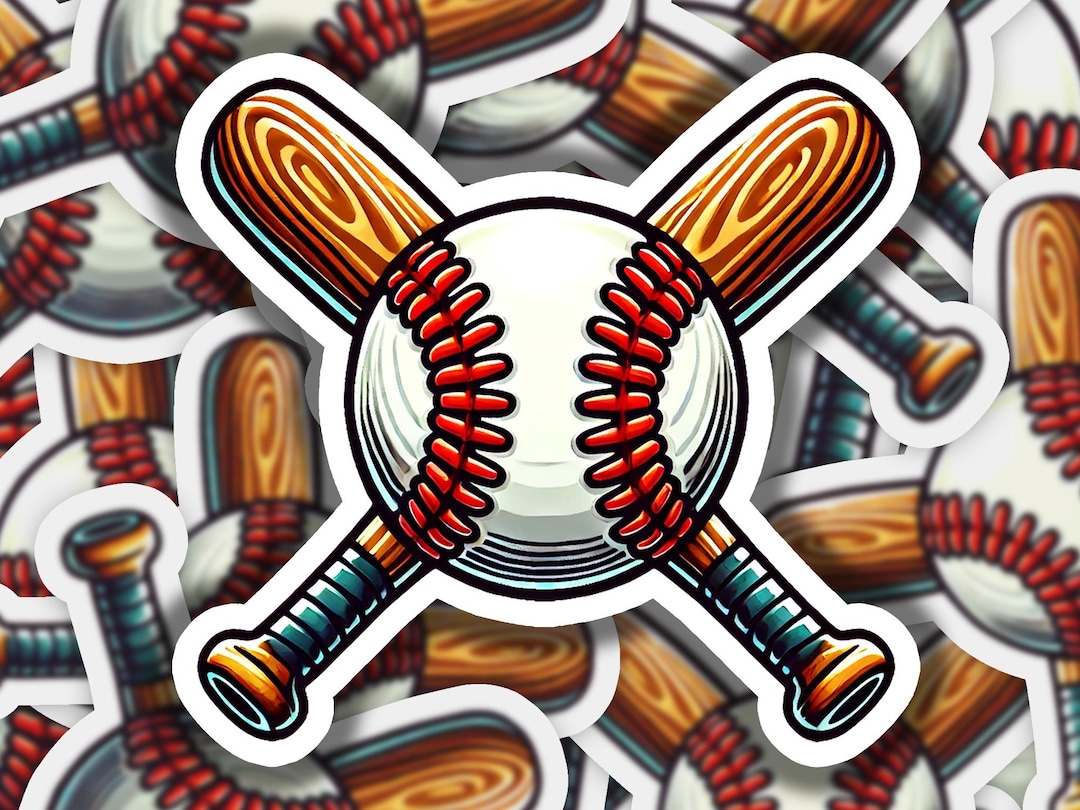 Baseball Bat Cross With Ball Vinyl Sticker | Dishwasher Safe & Durable ...