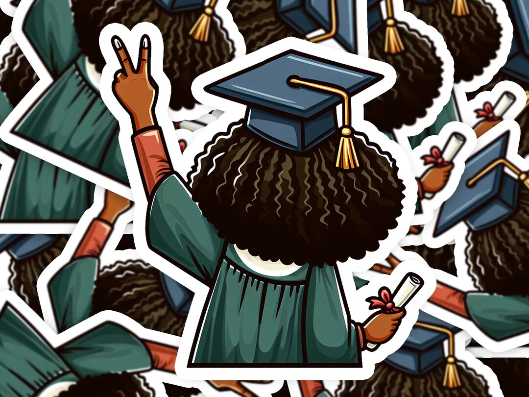 African American Graduate Girl Vinyl Sticker | Dishwasher Safe ...