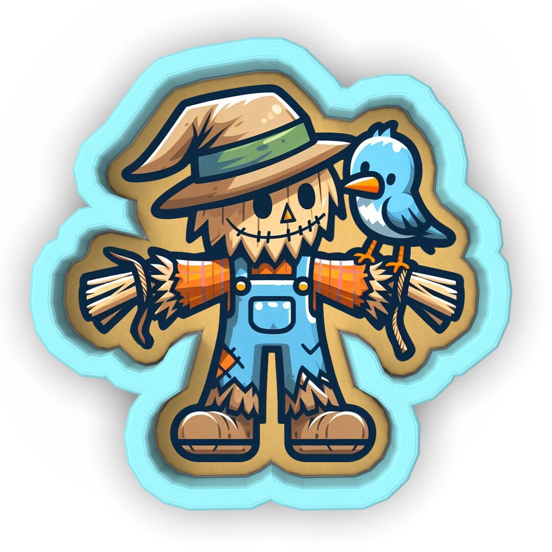 Scarecrow Holding a Bird Cookie Cutter | Stamp | Stencil - SHARP EDGES ...
