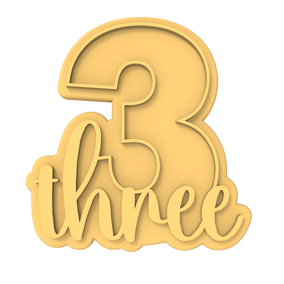 Number Three Birthday Cookie Cutter | Stamp | Stencil - Etsy