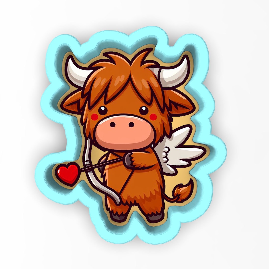 Highland Cow Cupid Cookie Cutter | Stamp | Stencil - SHARP EDGES - FAST ...