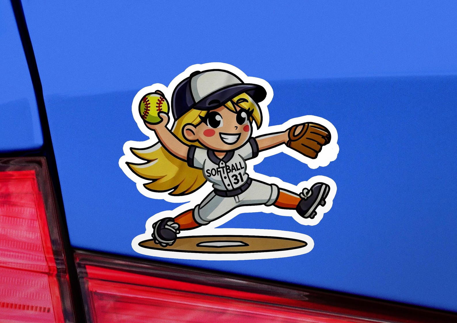 Softball Pitcher Vinyl Sticker | Dishwasher Safe & Durable | Custom ...