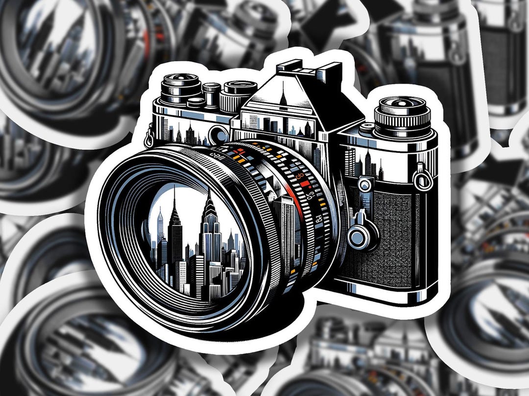 Camera City Scape Vinyl Sticker | Dishwasher Safe & Durable | Custom ...