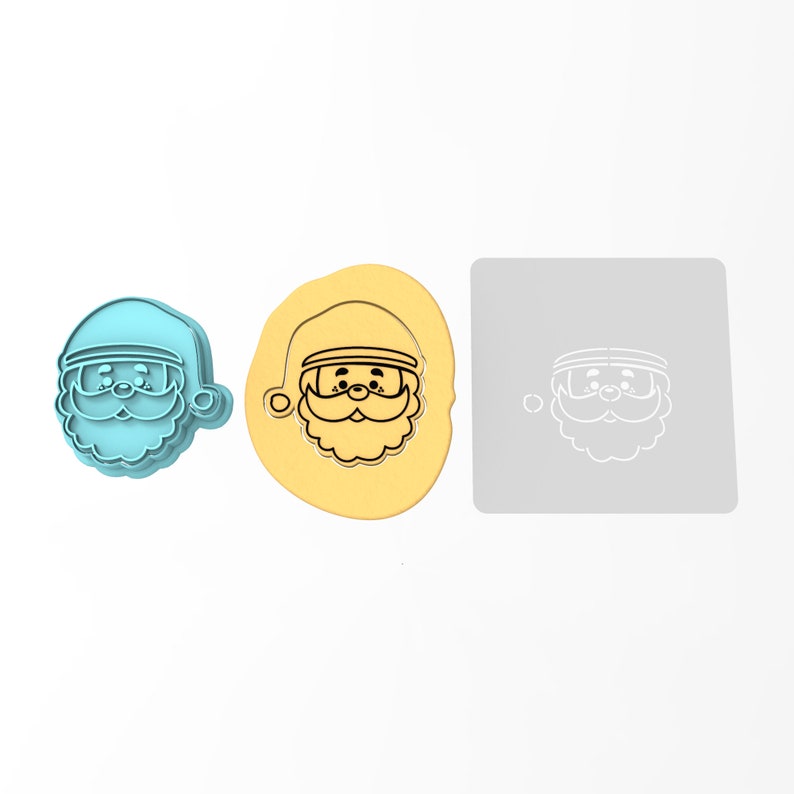 Santa Claus Face Cookie Cutter Stamp Stencil SHARP EDGES | Etsy