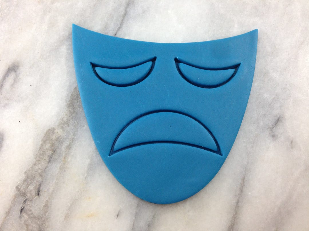 Tragedy Theatre Mask Cookie Cutter 2-piece, Stamp & Outline #2 - SHARP ...