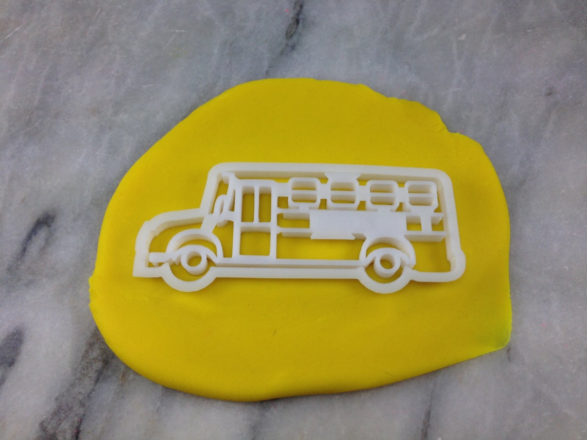 School Bus Cookie Cutter 2-piece Outline & Stamp SHARP - Etsy