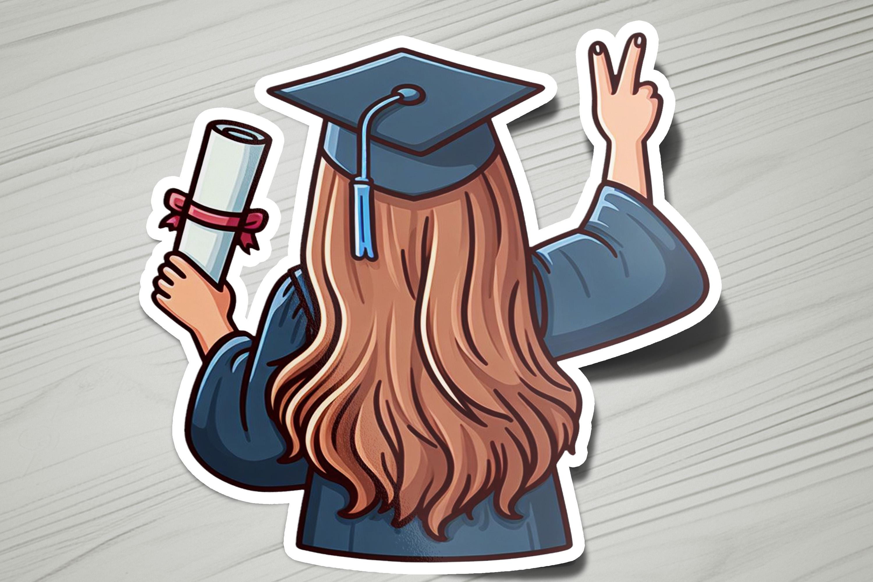Graduate Girl Vinyl Sticker | Dishwasher Safe & Durable | Custom Sizes ...