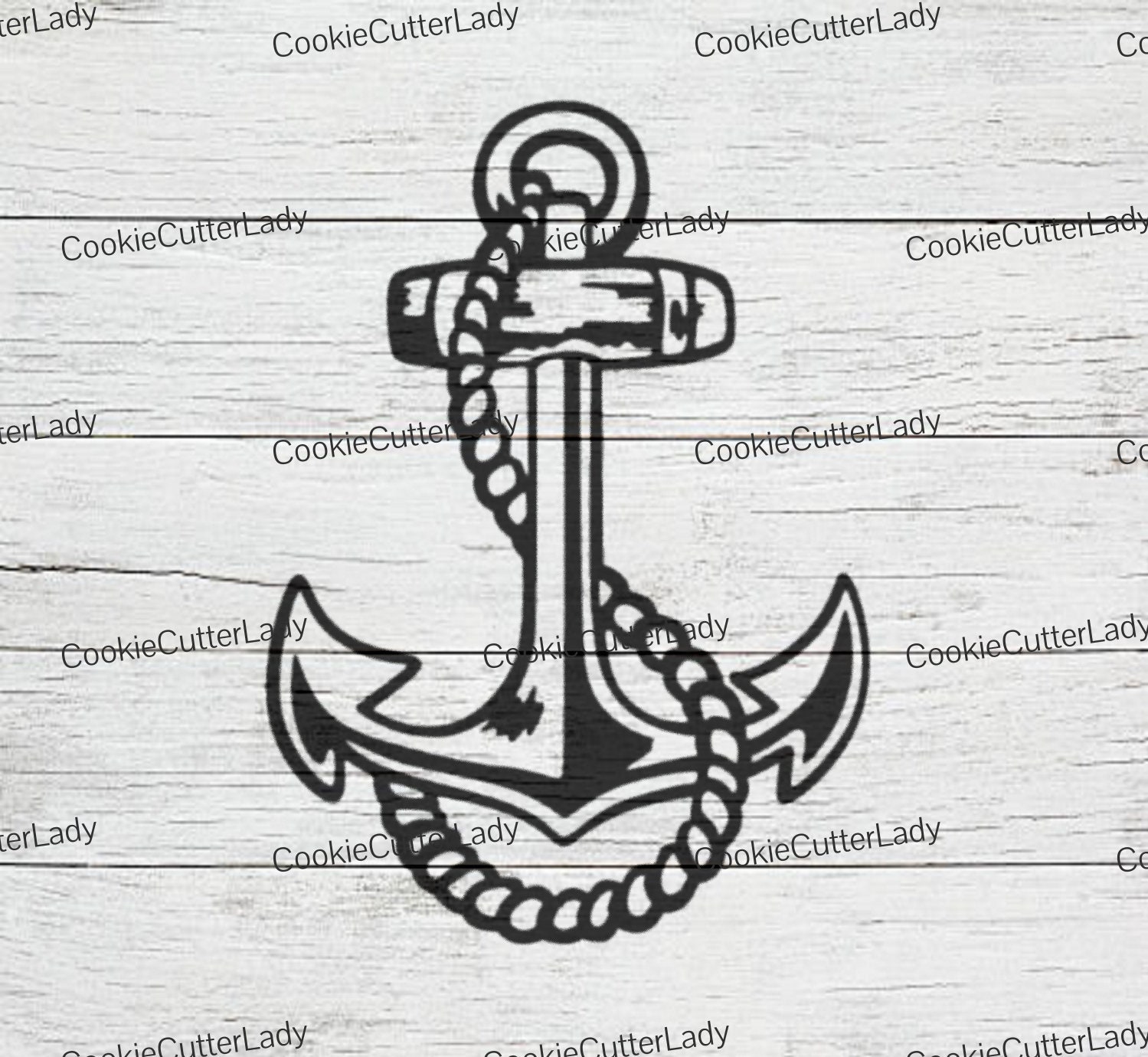 Anchor With Rope Stencil