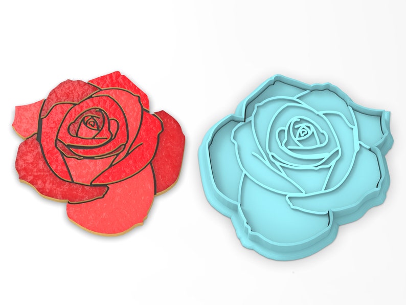 Rose Cookie Cutter 2-Piece Outline & Stamp SHARP EDGES | Etsy