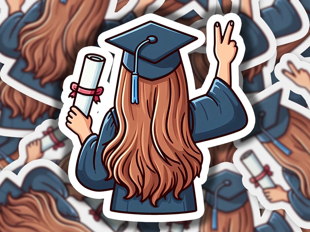 Graduate Girl Vinyl Sticker | Dishwasher Safe & Durable | Custom Sizes ...
