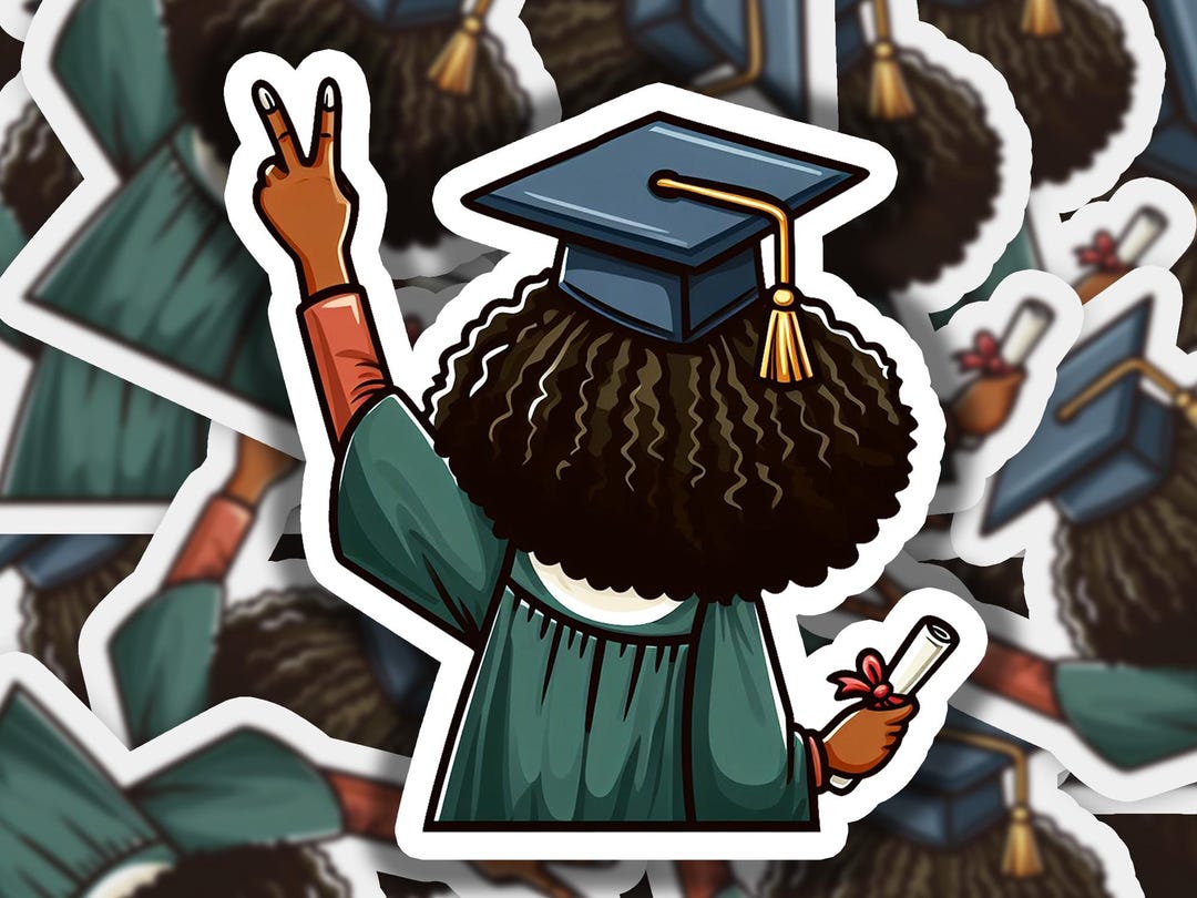 African American Graduate Girl Vinyl Sticker | Dishwasher Safe ...
