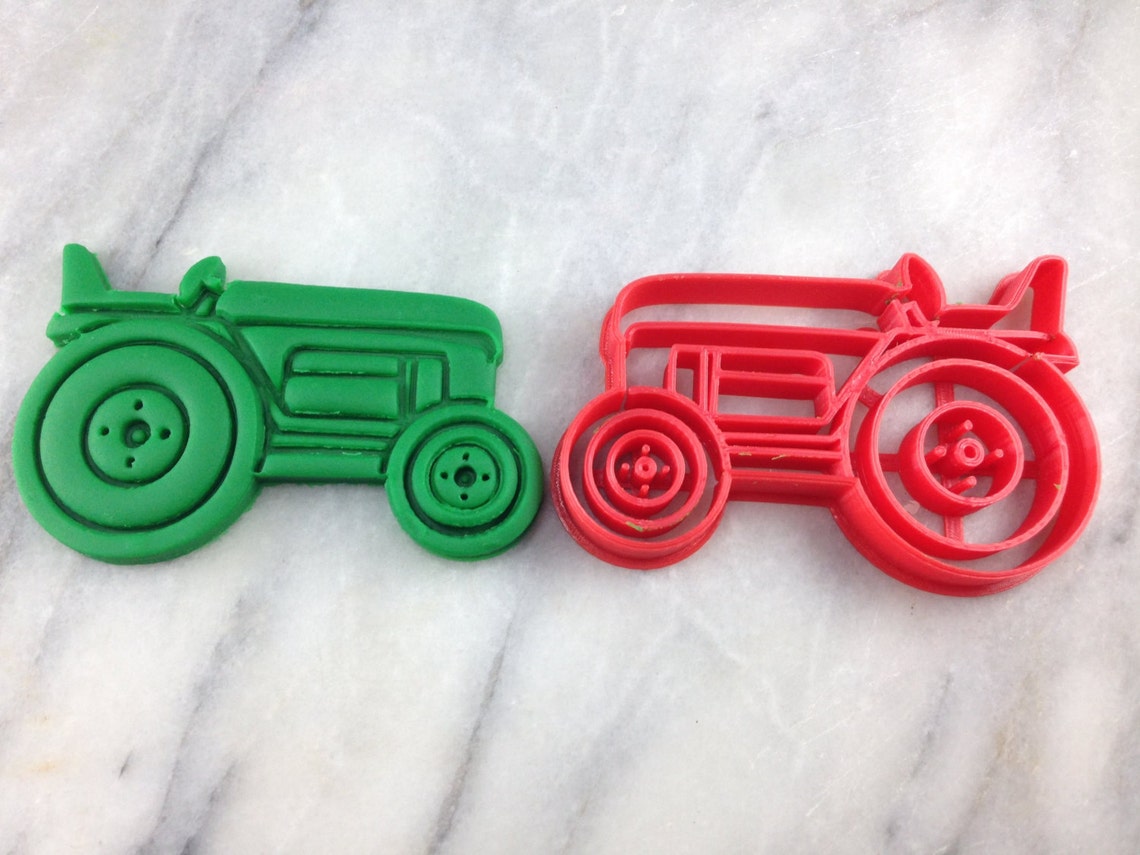 Tractor Cookie Cutter 2-piece Outline & Stamp SHARP EDGES - Etsy