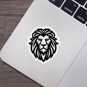 Lion Black and White 2 Vinyl Sticker | Dishwasher Safe & Durable ...