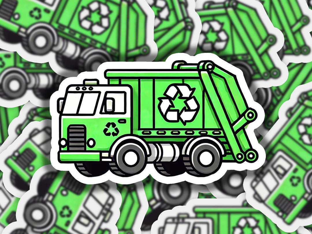 Garbage Truck Vinyl Sticker | Dishwasher Safe & Durable | Custom Sizes ...