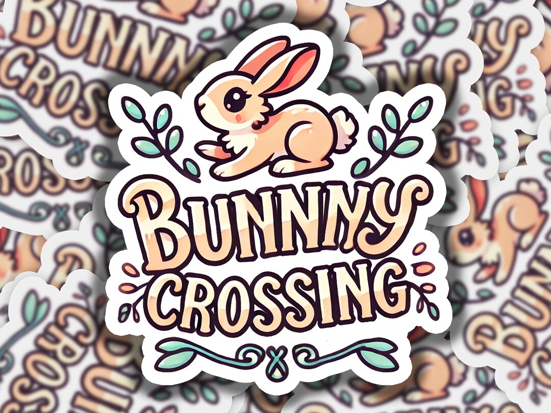 Bunny Crossing Vinyl Sticker | Dishwasher Safe & Durable | Custom Sizes ...