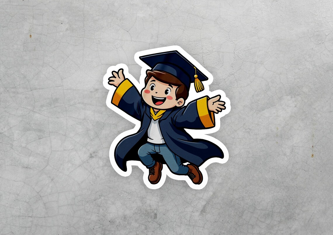 Graduation Boy Vinyl Sticker | Dishwasher Safe & Durable | Custom Sizes ...