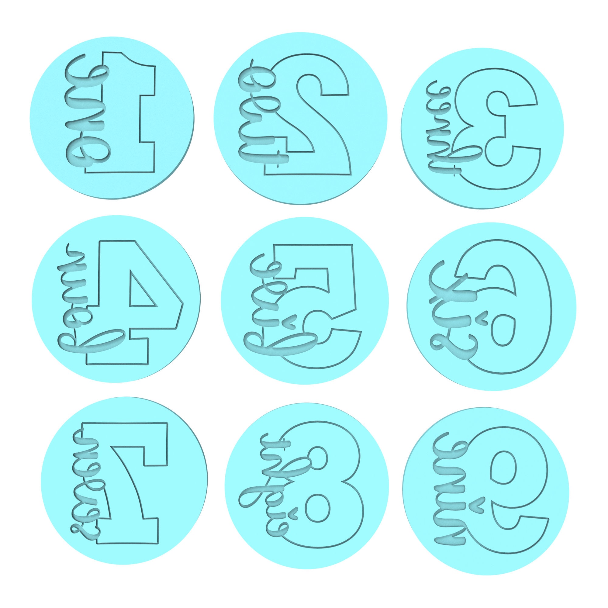 Birthday Number Sideways Cookie Cutter | Stamp | Stencil | Debosser Set ...