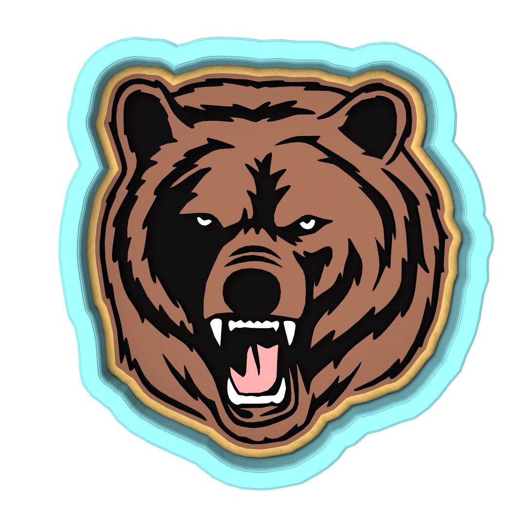 Bear Growling Face Cookie Cutter | Stamp | Stencil #1 - Etsy