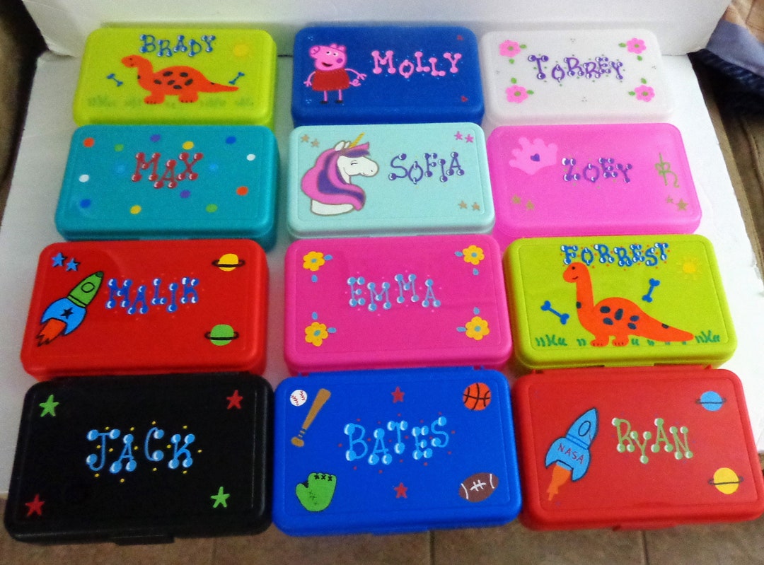 Kids Personalized Pencil Box, School Supply Box, Plastic Pencil Box ...