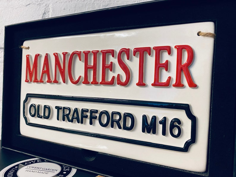 MANCHESTER United-football Sign-old Trafford-football Street Sign-man ...