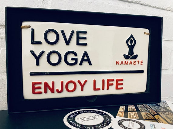 LOVE YOGA-Enjoy Life-Ceramic-Wall Sign-Meditation-Yoga | Etsy
