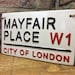 MAYFAIR Place-city of London-london Street Sign-london Sign-british ...