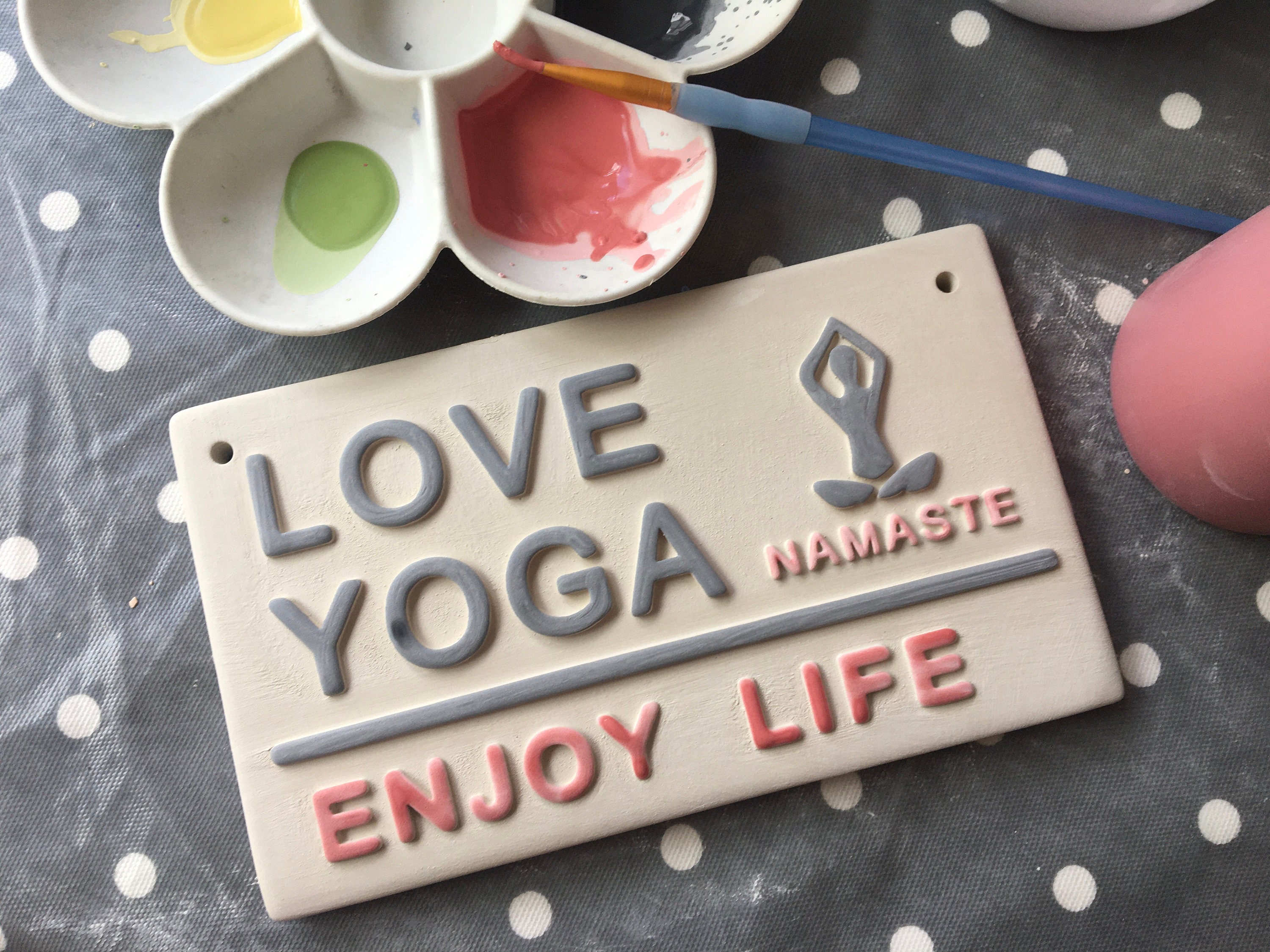 LOVE YOGA-Enjoy Life-Ceramic-Wall Sign-Meditation-Yoga | Etsy