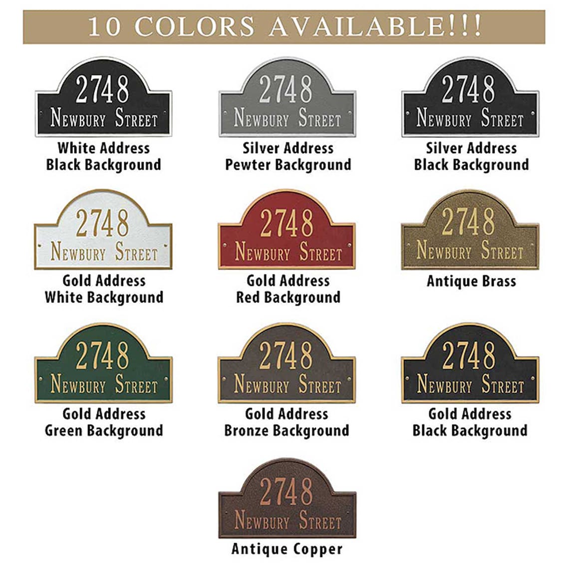 Metal Address Plaque Personalized Cast With Arch Top large - Etsy