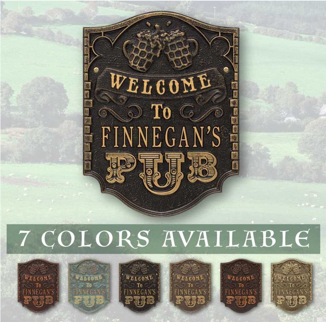 Pub Welcome Plaque, With Personalized Family Name. Irish Bar Sign. for ...