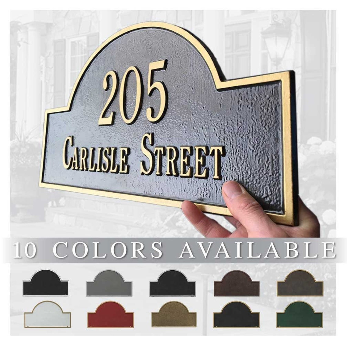 Metal Address Plaque Personalized Cast With Arch Top large - Etsy