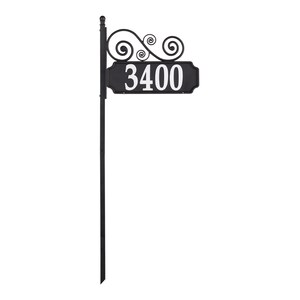 Black and White Post Address Sign, With 4" Reflective Numbers, With ...