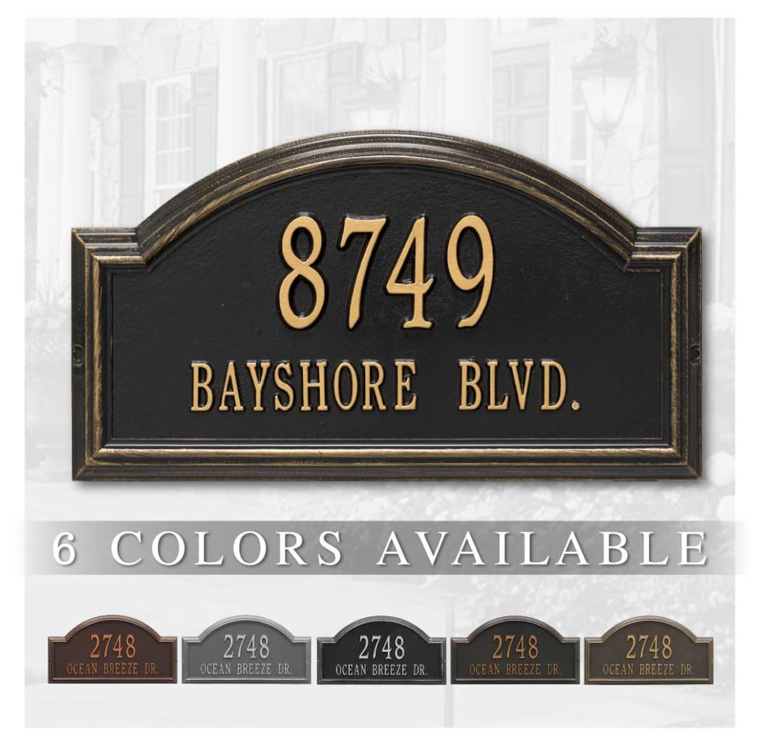 Personalized Metal Address Plaque. With Elaborate Raised Border and ...