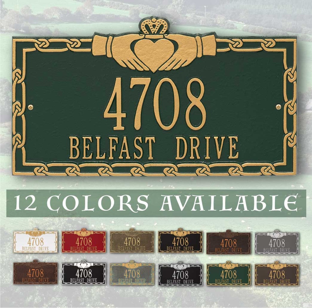Claddagh Address Irish Address Plaque. Display Your Address and Street ...
