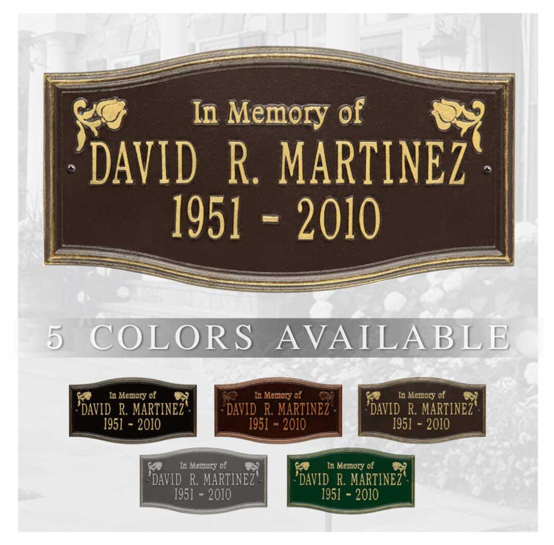 Personalized Cast Metal Memorial Plaque - the Alexandria, in Memory ...