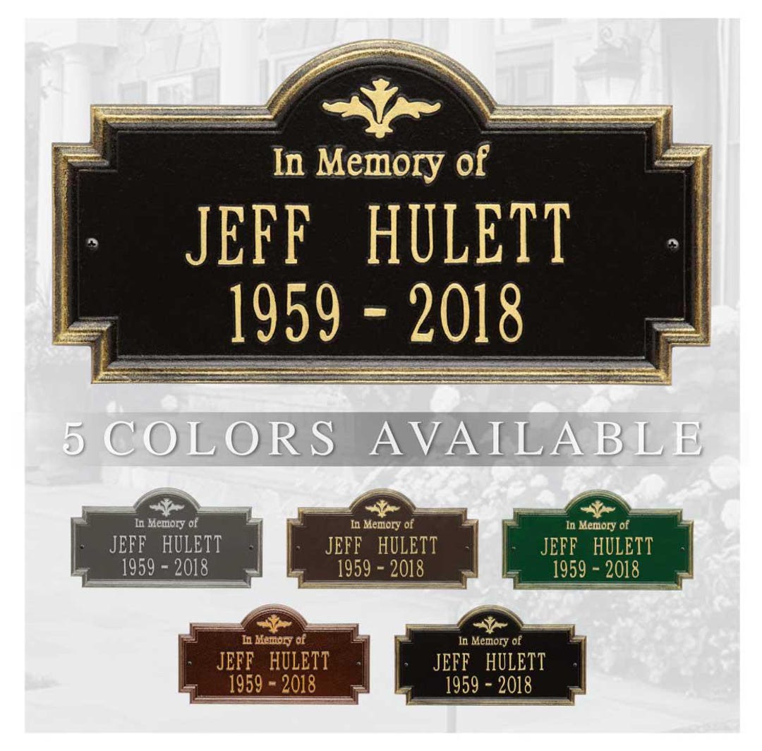 Personalized Cast Metal Memorial Plaque - the Arlington, in Memory ...