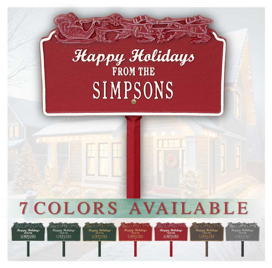 Personalized Cast Metal Christmas Lawn Sign With Sleigh Design ...