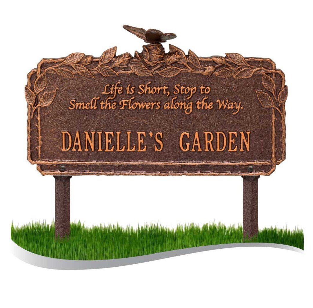 Personalized Cast Metal Yard Plaque - the Butterfly Rose Quote Lawn ...