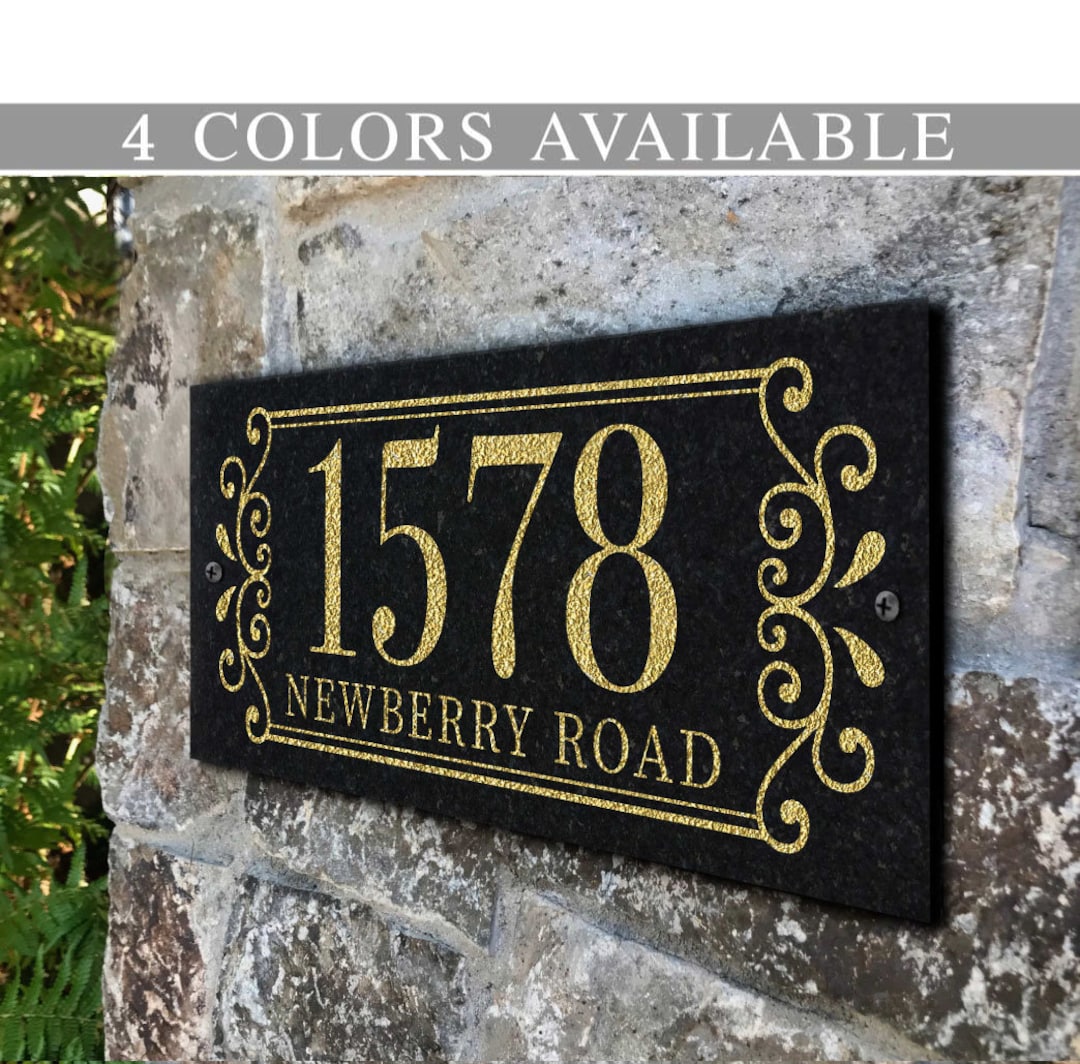 THE VINEYARD Stone Address Plaque With Engraved Numbers. Address Sign ...